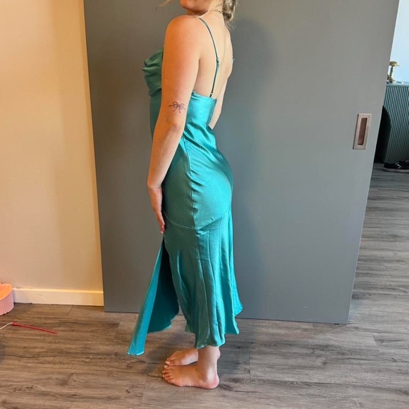 Hello Molly | Dresses | Hello Molly Turquoise Maxi Dress With Leg Slit ...